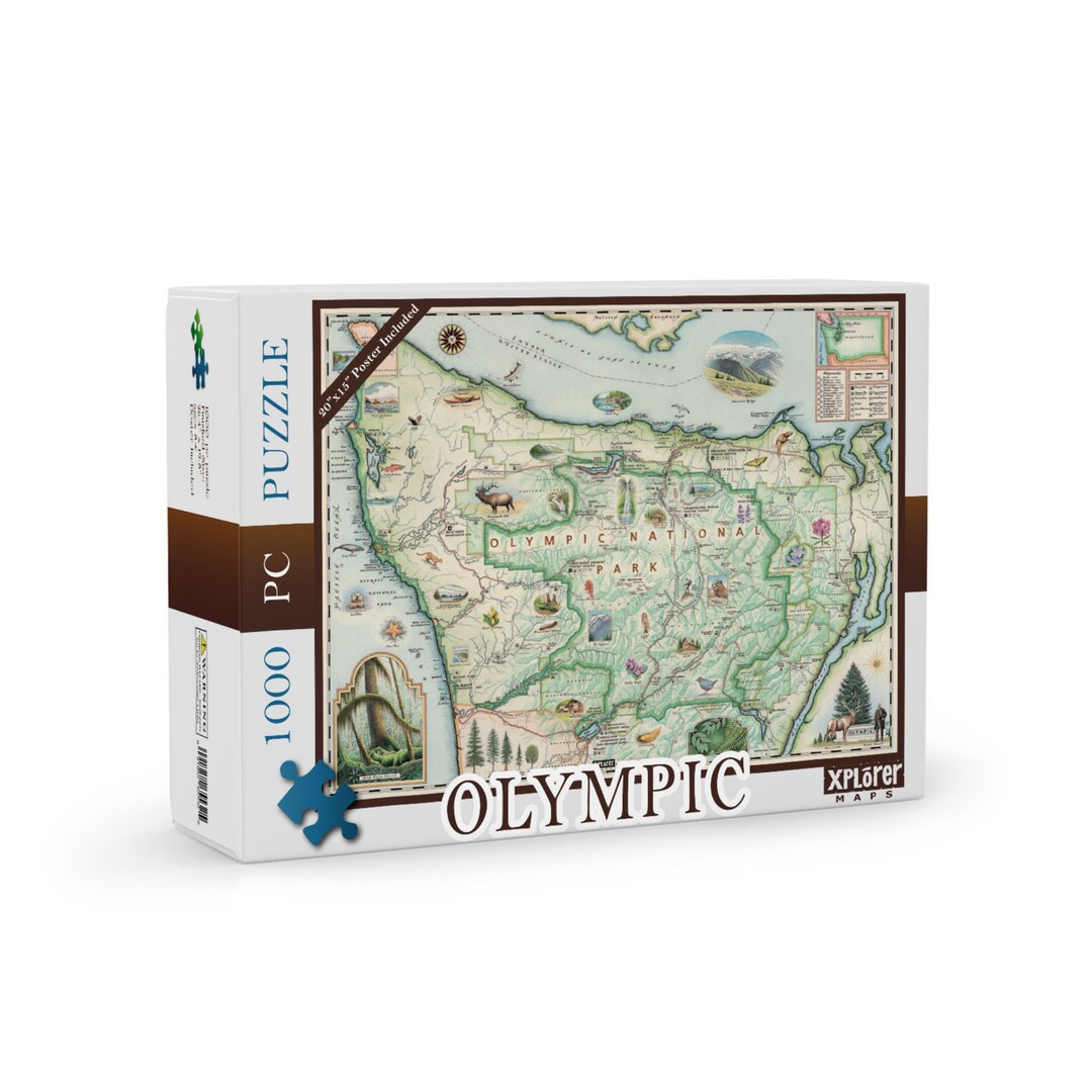 Olympic National Park Map Puzzle - 1000 Pieces, Includes Poster - Etsy