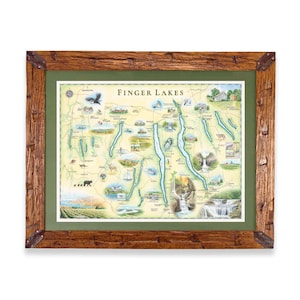 Finger Lakes Hand-drawn Map Poster | Authentic 24x18-vintage-style ...