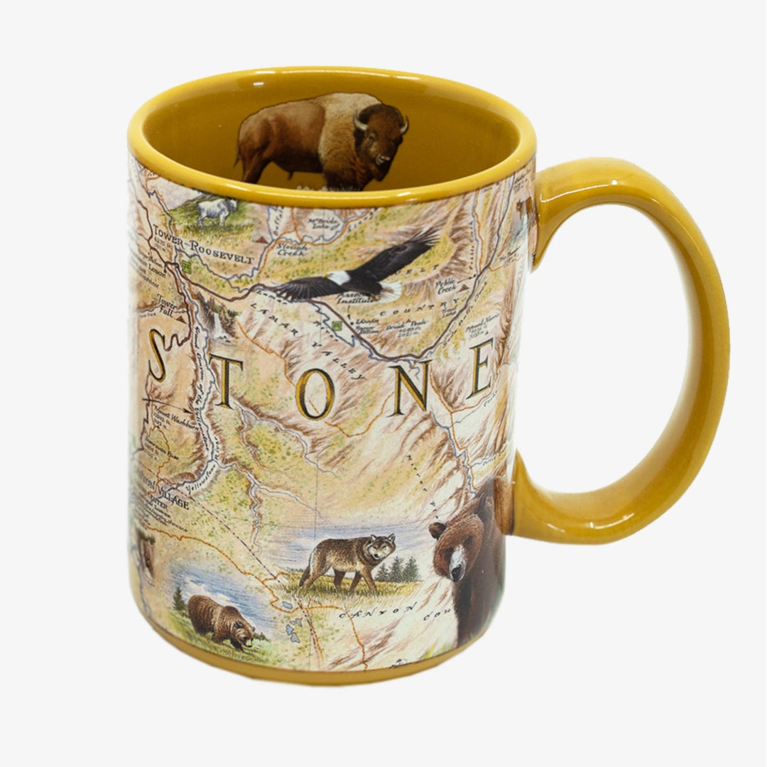 Large 16oz Yellowstone National Park Map Mug - Perfect for Coffee, Tea ...