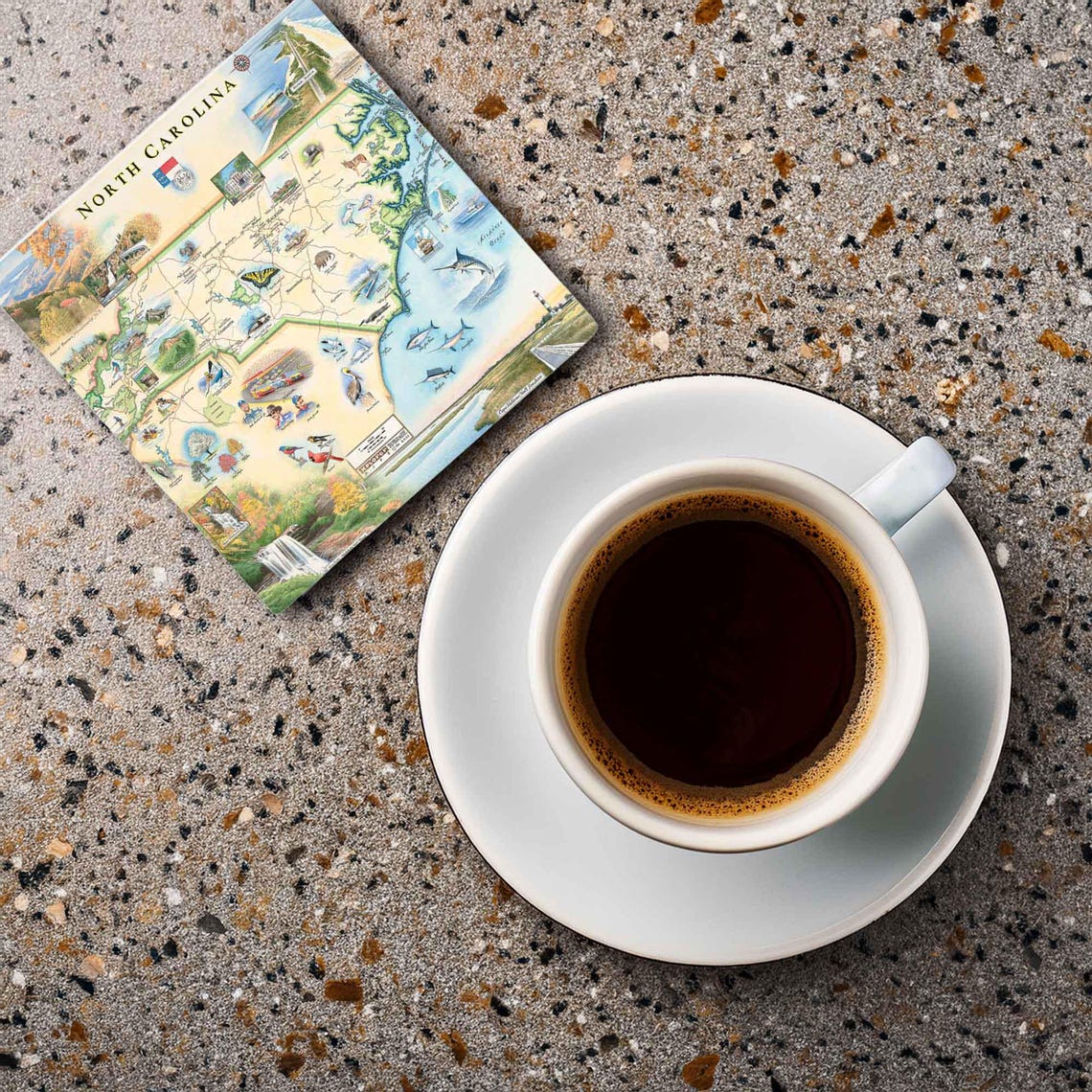 North Carolina State Map Ceramic Coasters With Cork Base - Set of 4 - Etsy