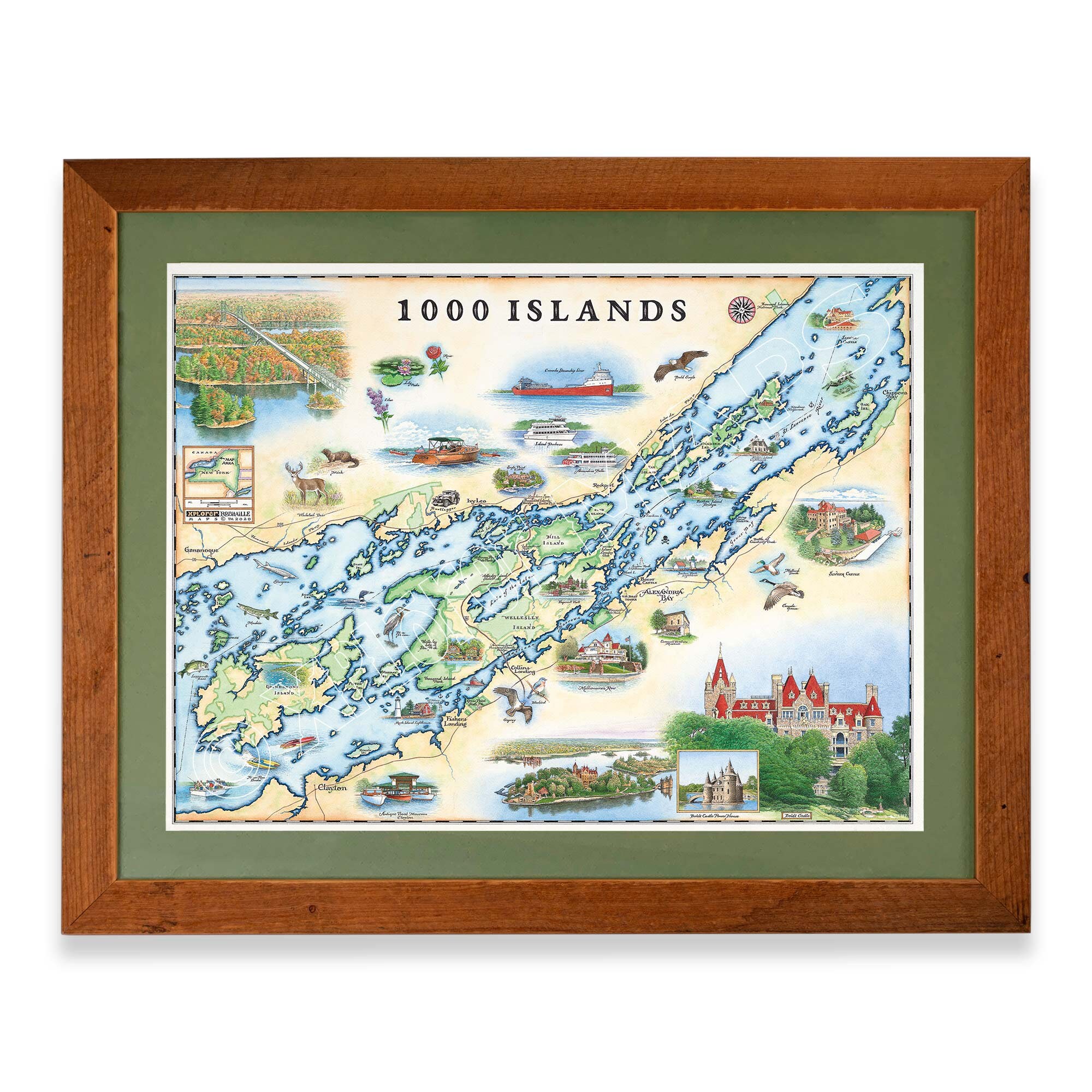 1000 Islands Map Poster | Hand-drawn Vintage Style Print - Etsy