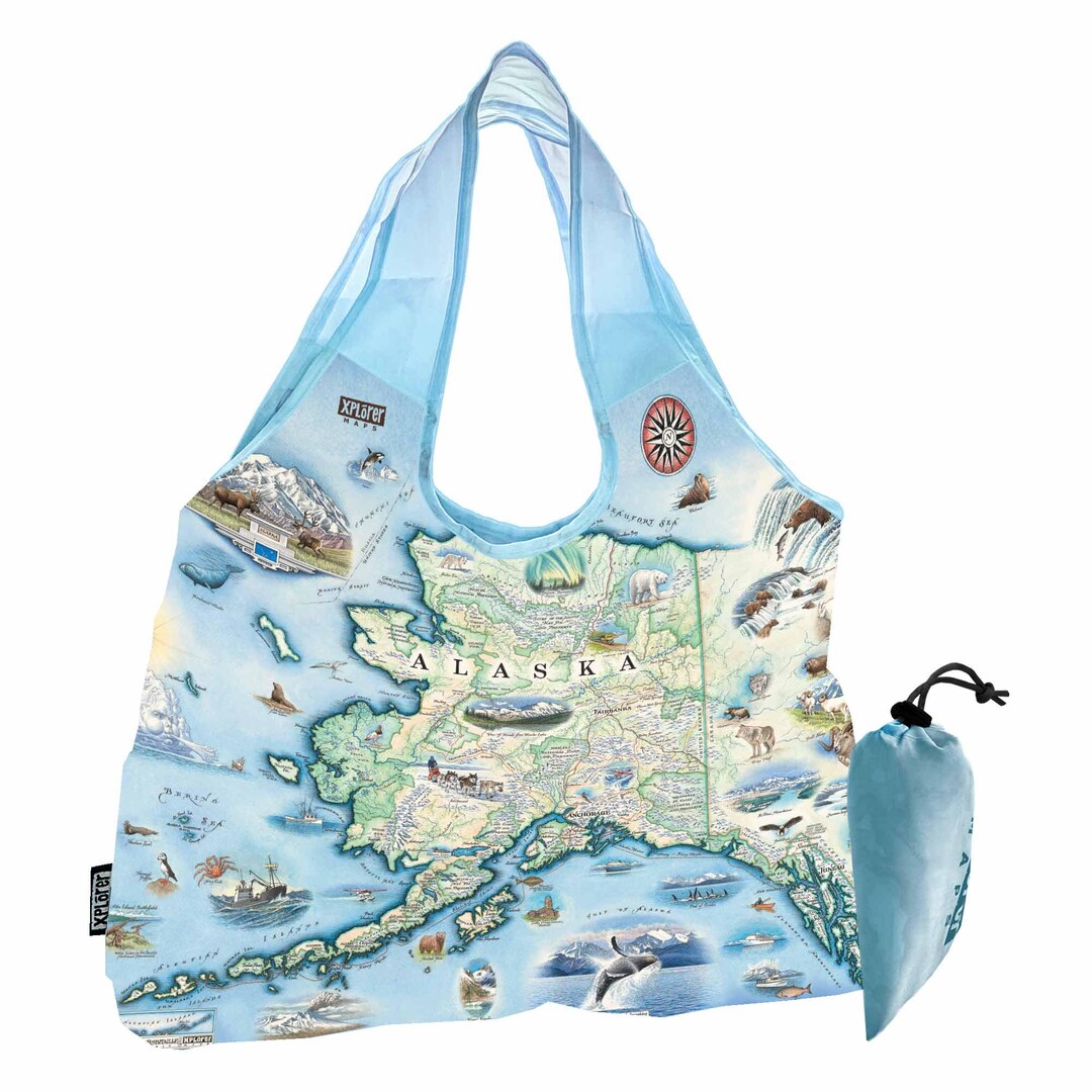 Alaska Map Pouch Tote – Reusable, Stuffable & Sustainable! - Etsy