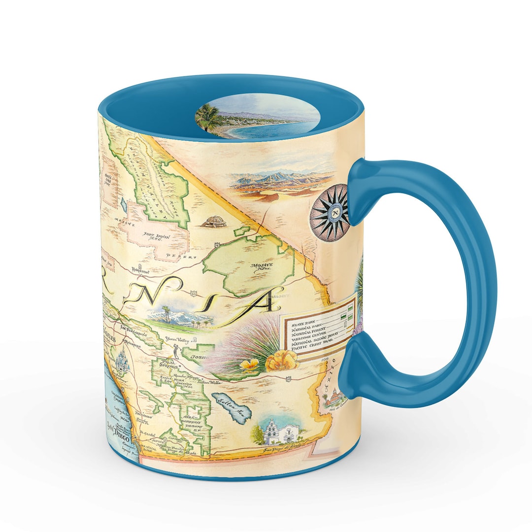 Large 16oz South California State Map Mug - Perfect for Coffee, Tea ...