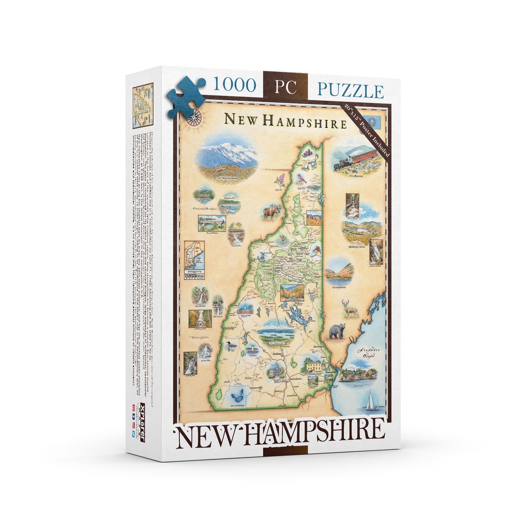 New Hampshire State Map Puzzle - 1000 Pieces, Includes Poster - Etsy