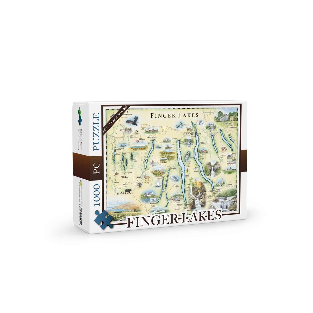 Hand-illustrated Finger Lakes, New York Map Puzzle - 1000 Pieces ...