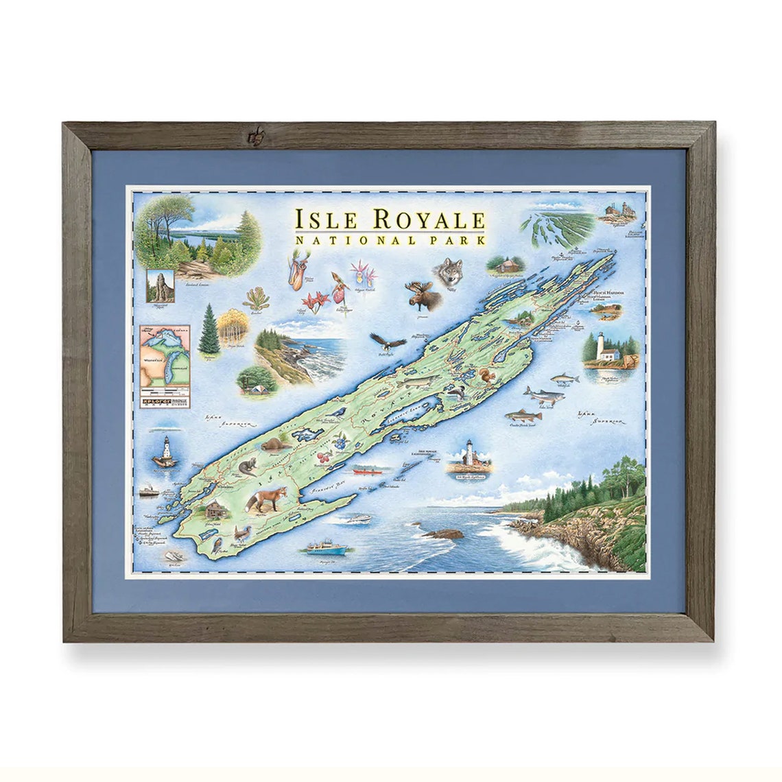 Isle Royale National Park Hand-drawn Map Poster Authentic - Etsy