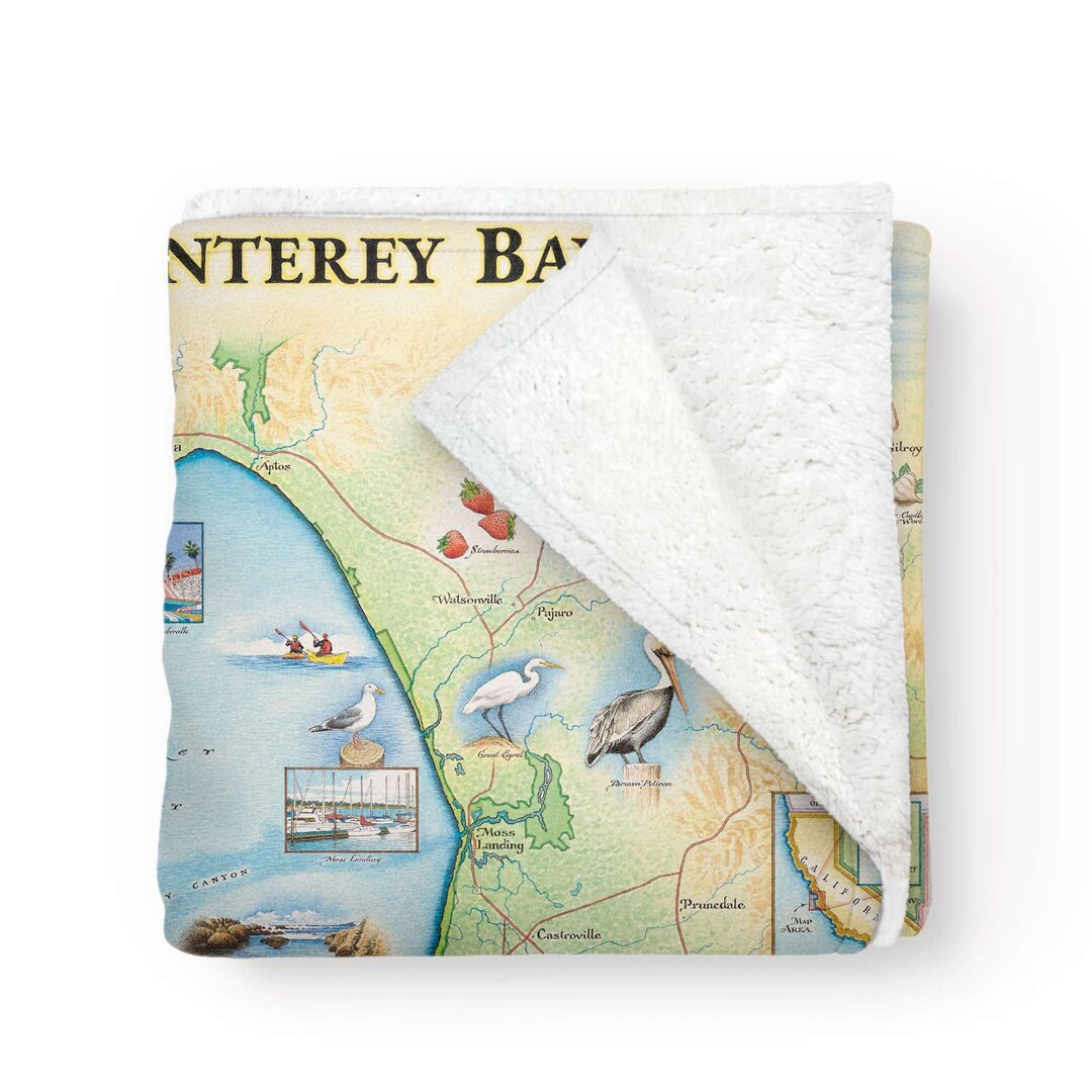 Monterey Bay Map Fleece Blanket-soft, Cozy, and Warm Throw Blanket ...