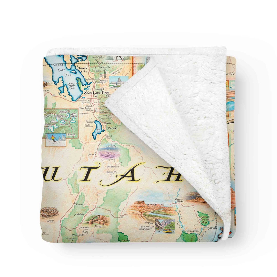 Utah Map Fleece Blanket, Soft Berber Microfiber Throw (58"x 50") - Etsy