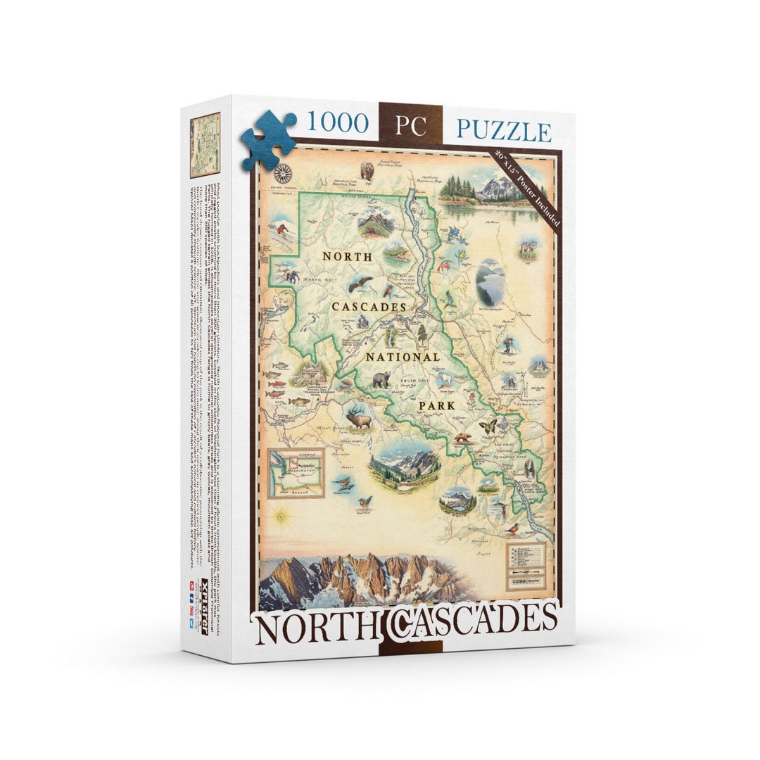 North Cascades National Park Map Puzzle - 1000 Pieces, Includes Poster ...
