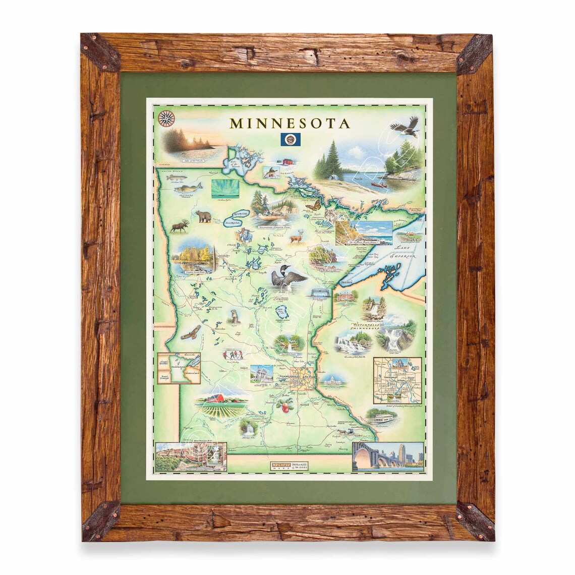 Minnesota State Map Art Print | Hand-drawn Vintage Style - Etsy