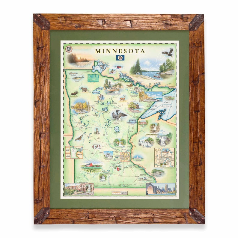 Minnesota State Map Art Print | Hand-drawn Vintage Style - Etsy