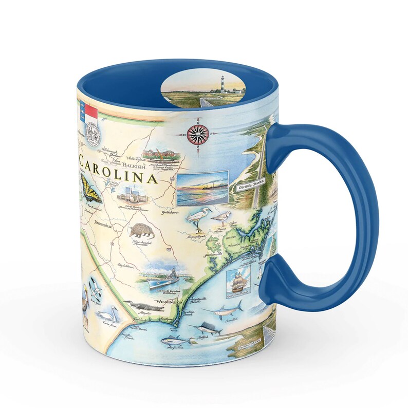 North Carolina State Map Coffee Mug – 16oz Ceramic Tea Cup - Etsy