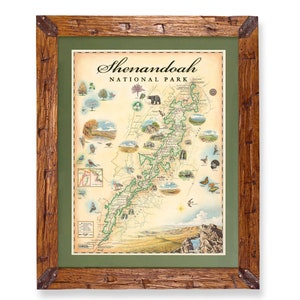 Shenandoah National Park Hand-drawn Map Poster - Authentic 18x24 ...