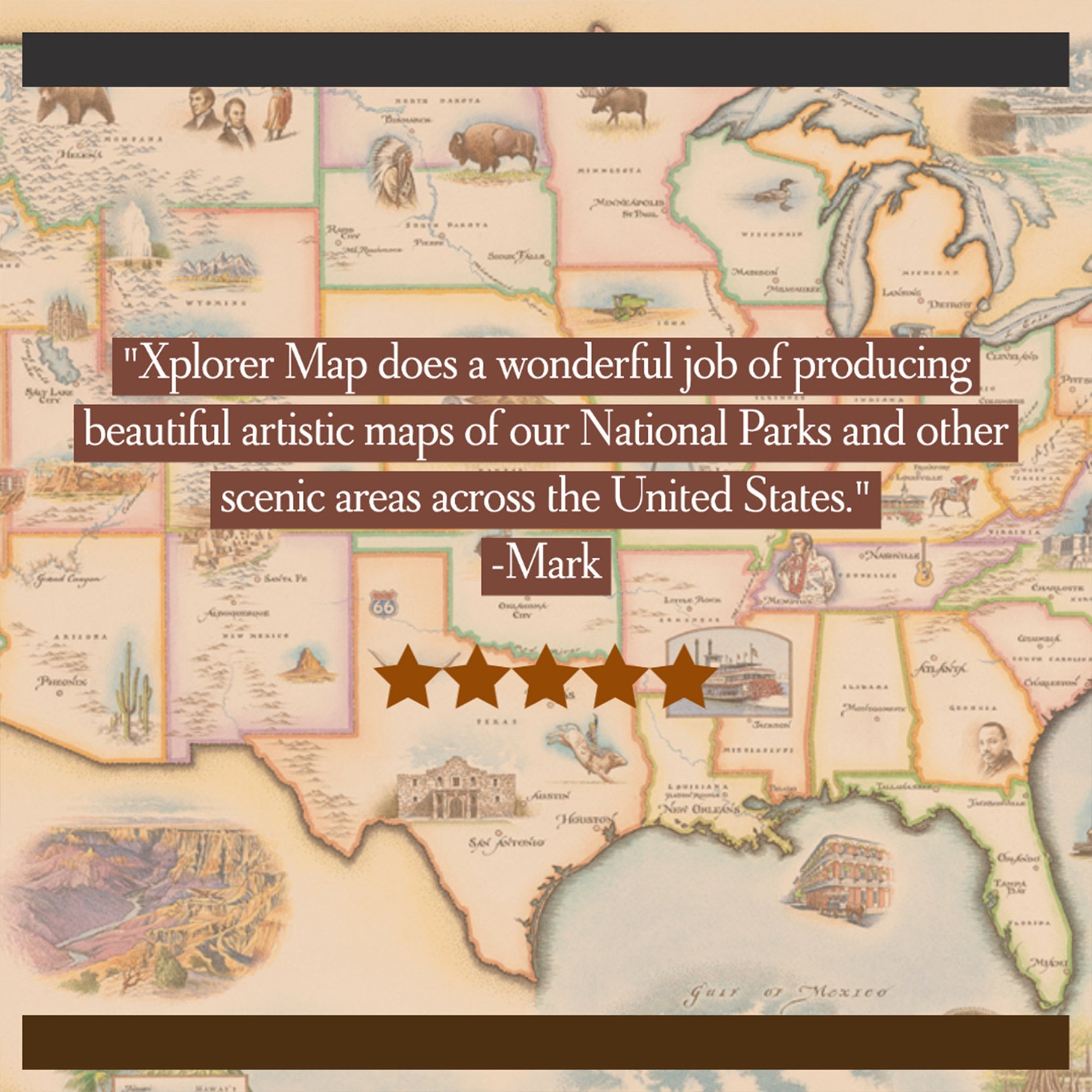 Texas State Hand-drawn Map Poster | Authentic 24x18 - Vintage-style ...