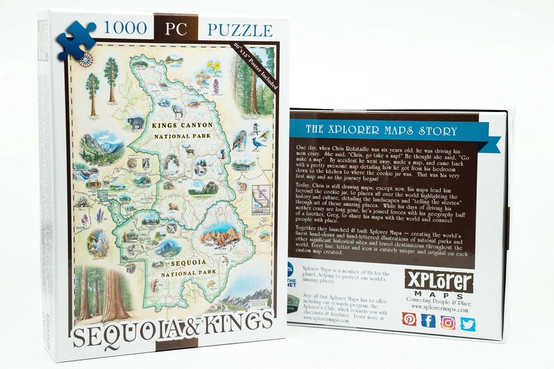 Sequoia-kings Canyon National Parks Map Cardboard Jigsaw - Etsy