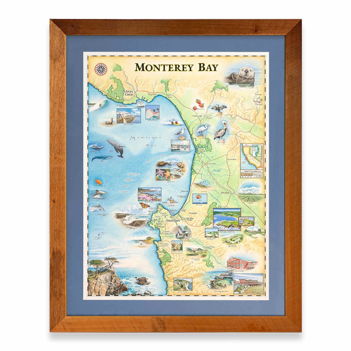 Monterey Bay Map Art Print | Hand-drawn Coastal Decor (18x24) - Etsy
