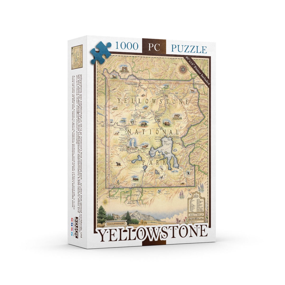 Yellowstone National Park Map Puzzle - 1000 Pieces, Includes Poster - Etsy