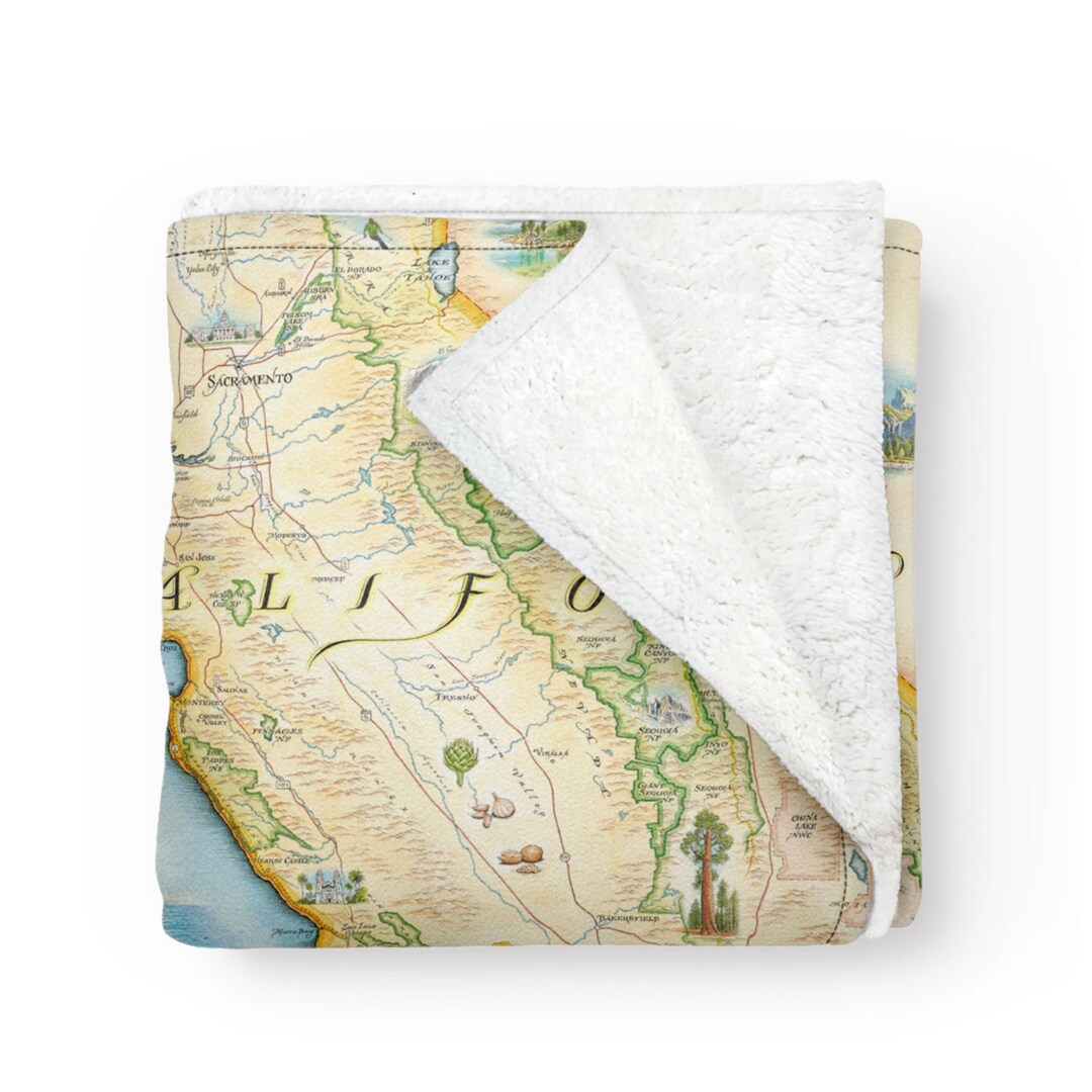 California State Map Fleece Blanket - Soft, Cozy, and Warm Throw - 58"x ...