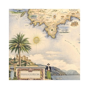 Mallorca Island Hand-drawn Map Poster | Authentic 24x18 Vintage-style ...