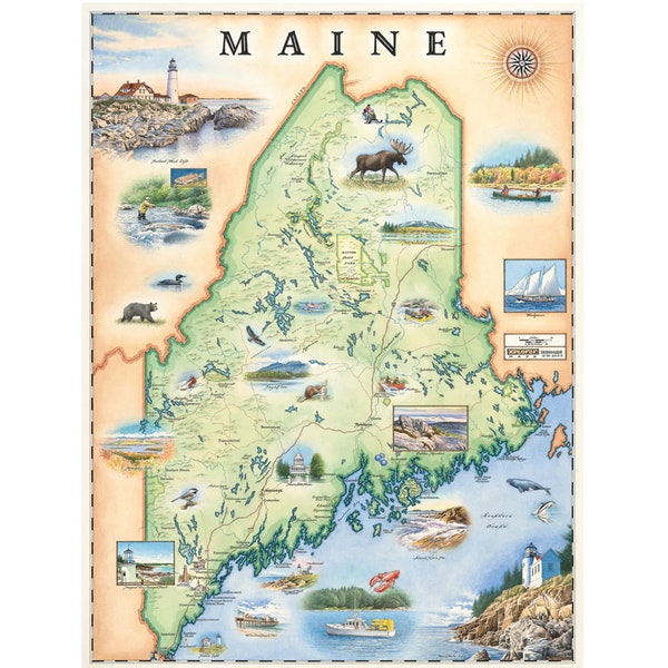 Maine Map Art - Etsy