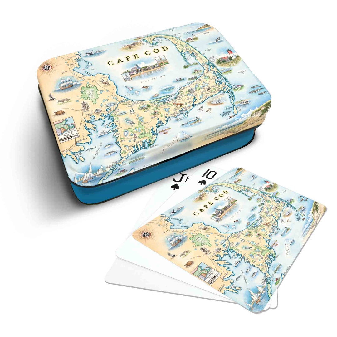 Cape Cod Map Standard 52-deck Playing Cards - Official Vegas Poker Size ...