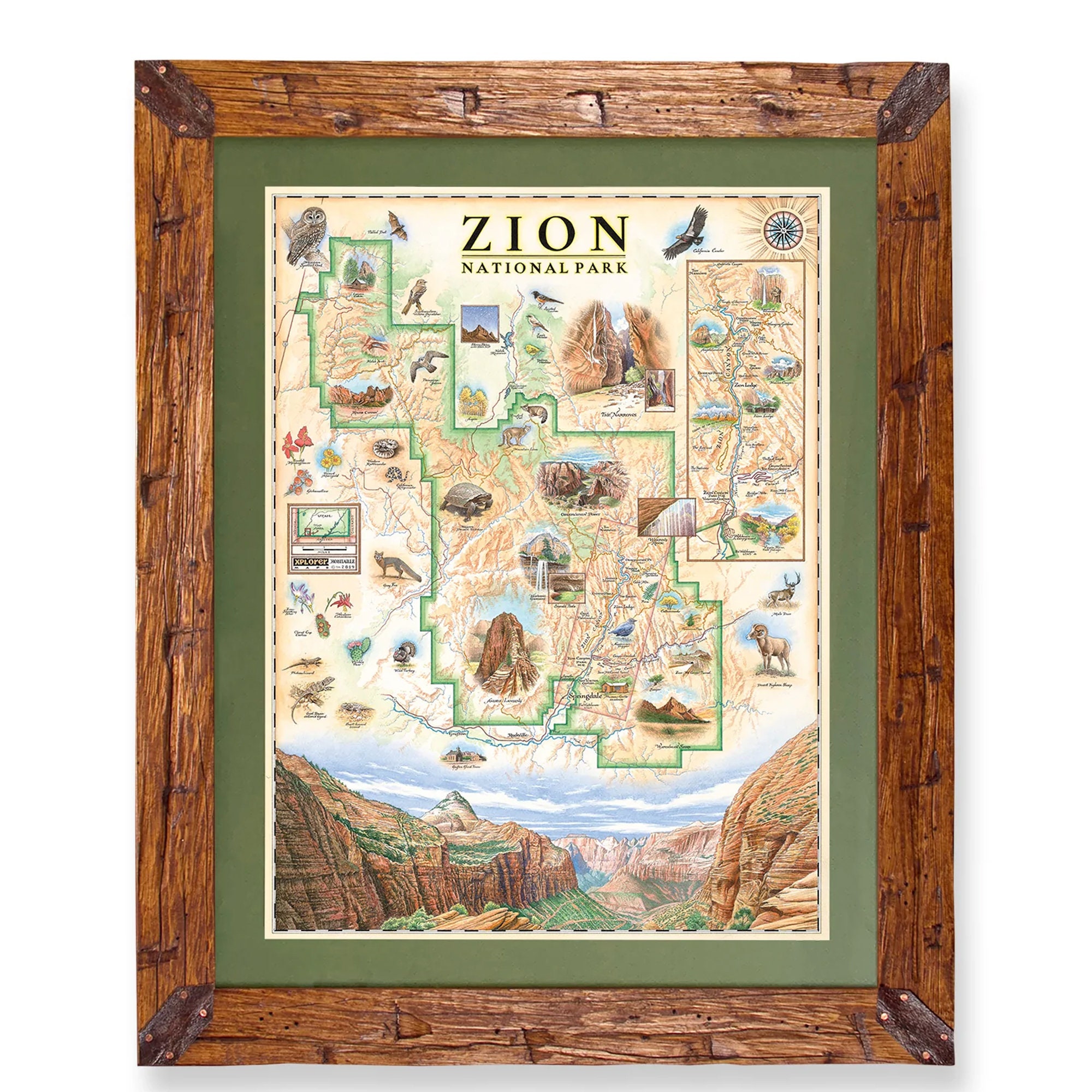 Zion National Park Hand-drawn Map Poster Authentic 18x24 - Etsy