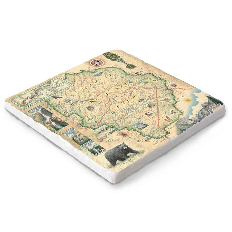 Yosemite National Park Map Natural Stone Trivet - Etsy