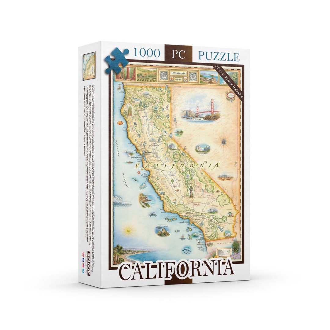 California State Map Puzzle - 1000 Pieces, Includes Poster - Etsy
