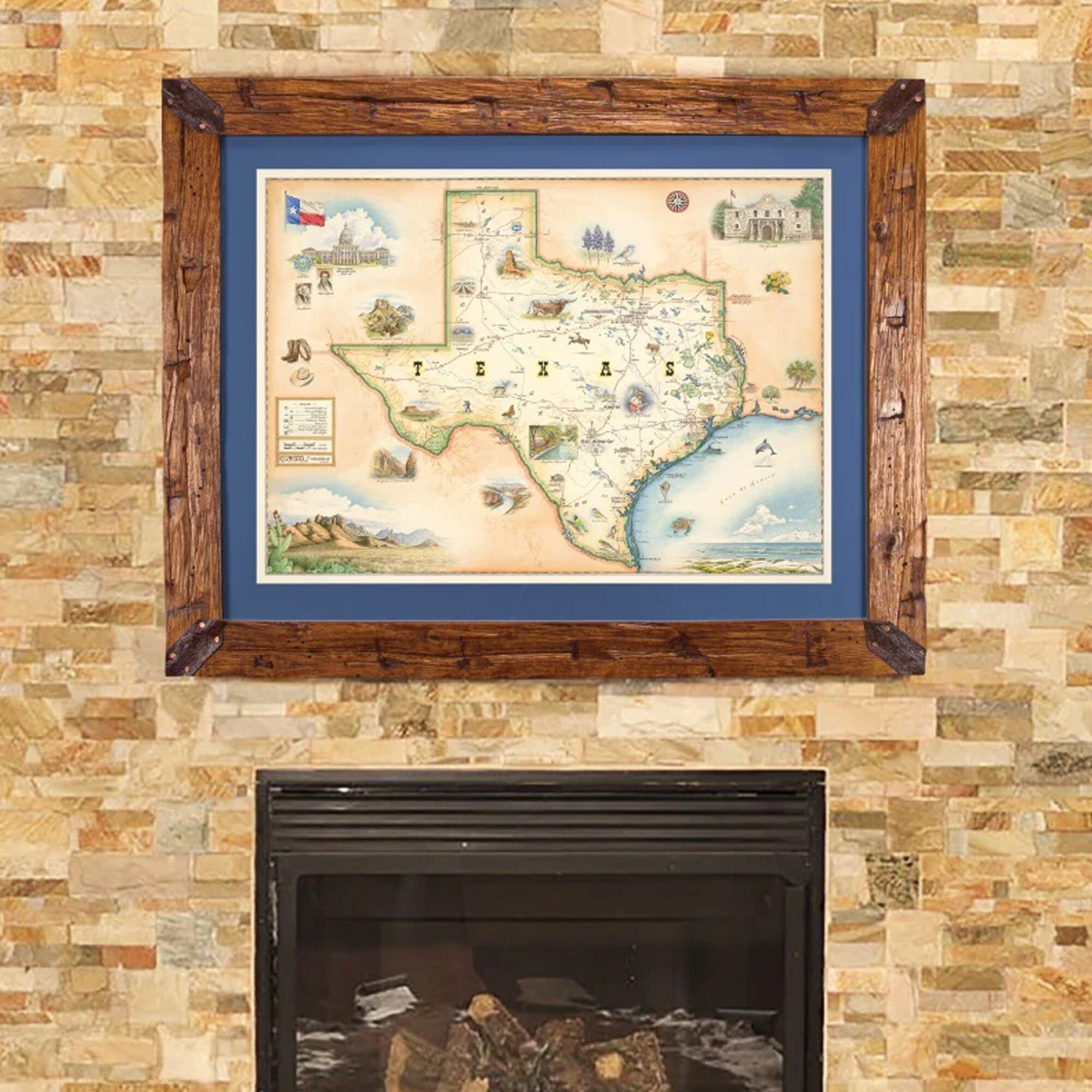 Texas State Map Poster | Hand-drawn Vintage-style Art Print - Etsy