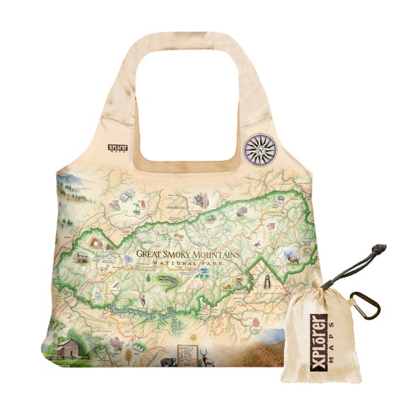Great Smoky Mountains National Park Map Nylon Pouch Tote Bag - Etsy