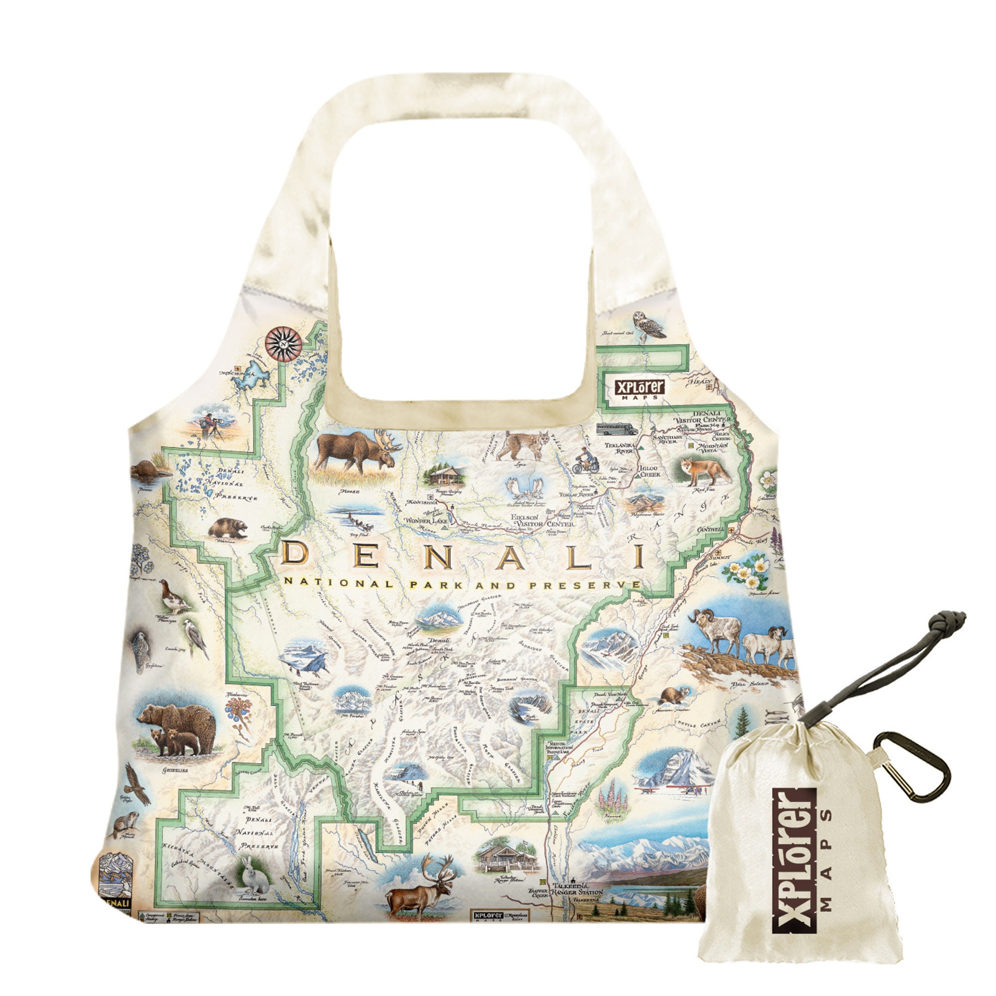 Denali National Park Map Nylon Pouch Tote Bag With Handles - Etsy