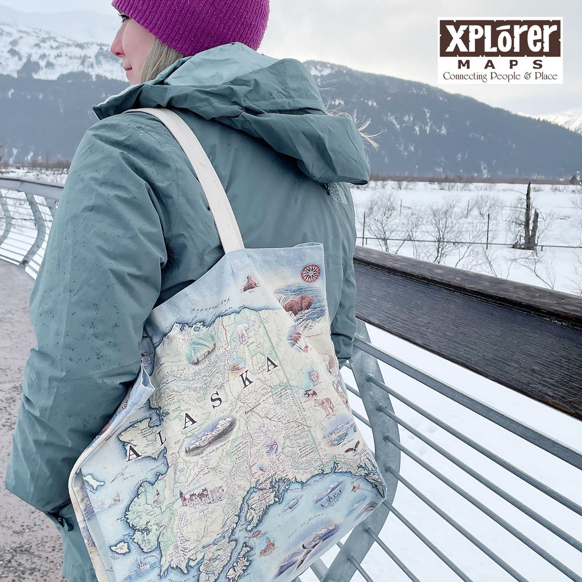 Alaska State Map Canvas Tote - Reusable & Eco-friendly Grocery Bag - Etsy