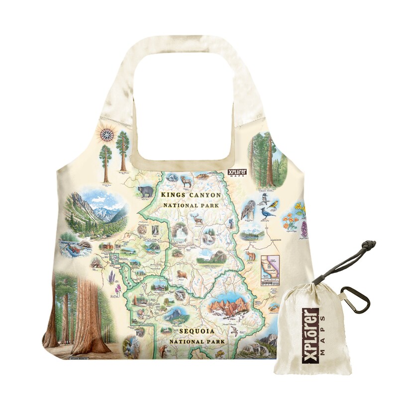 Sequoia & Kings Canyon National Parks Map Nylon Pouch Tote Bag - Etsy