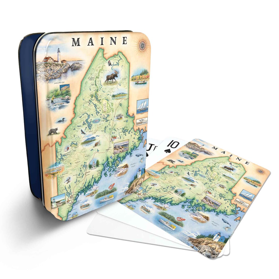 Maine State Map Standard 52-deck Playing Cards - Official Vegas Poker ...