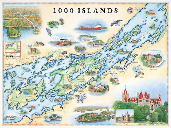 1000 Islands Hand-drawn Map Poster Authentic 18x24 - Etsy