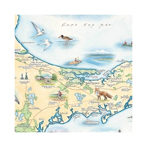 Cape Cod Hand-drawn Map Poster | Authentic 24x18 - Vintage-style ...