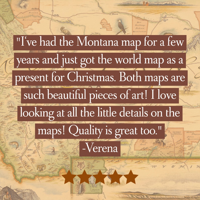 Montana State Hand-drawn Map Poster Authentic - Etsy