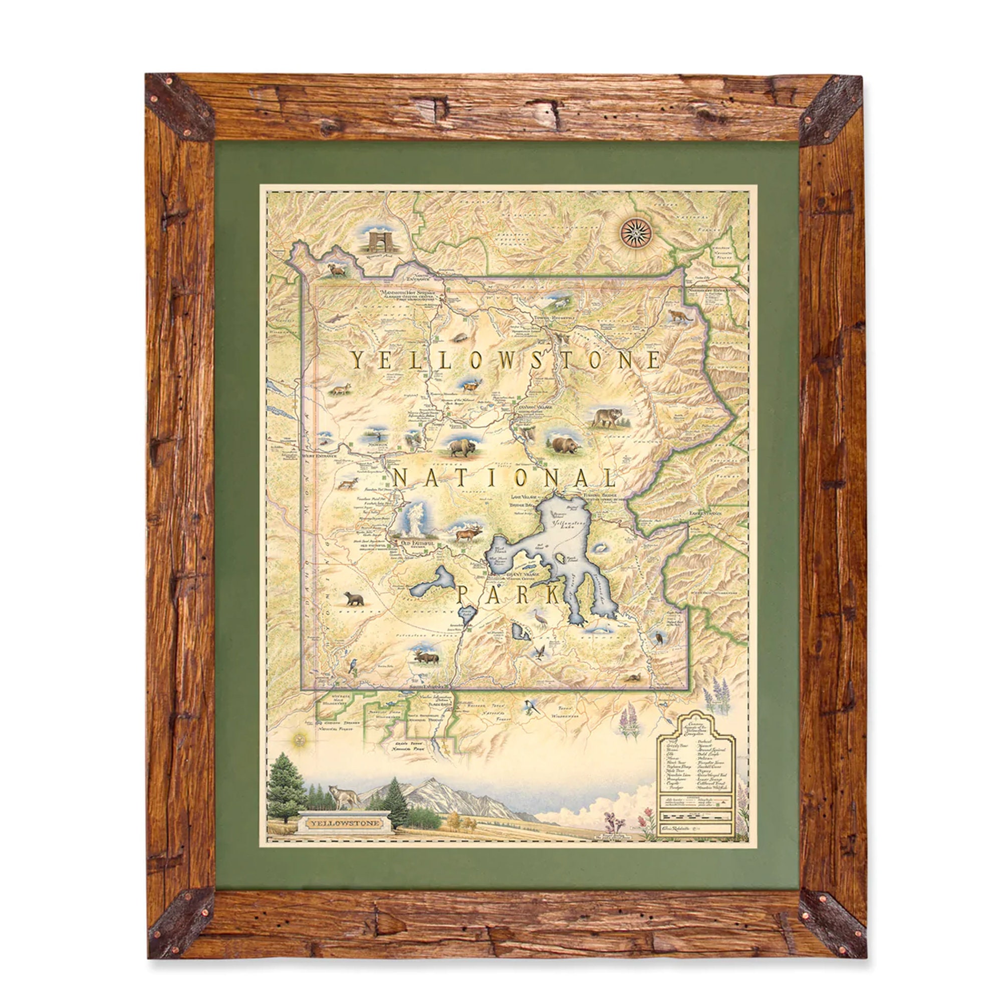 Yellowstone National Park Hand-drawn Map Poster-authentic 18x24 Vintage ...