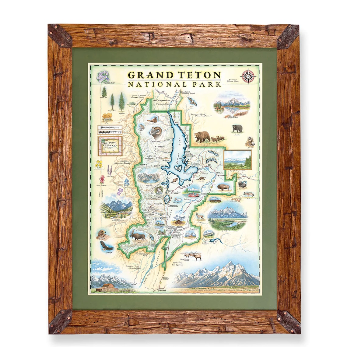 Grand Teton National Park Hand-drawn Map Authentic 18x24 - Etsy