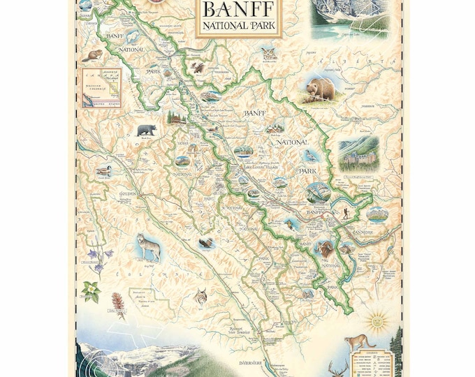 Banff Map Print Map Print Parks Canada Canadian Map Banff National Park ...