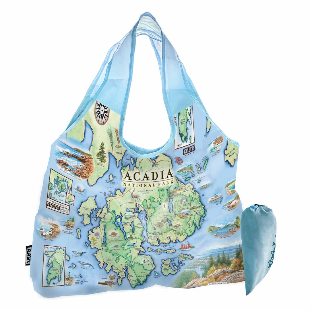 Acadia National Park Map Pouch Tote Bag – Reusable & Compact - Etsy