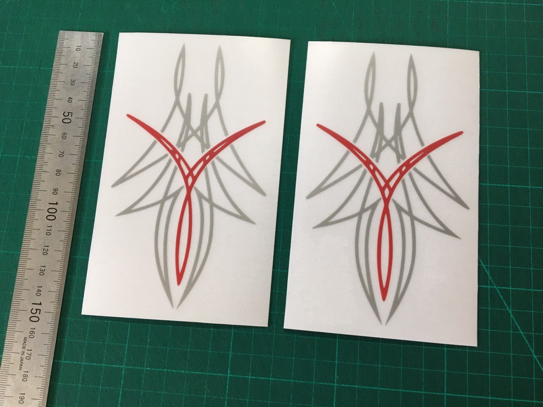 X2 PINSTRIPE Stickers Decals Car Motorbike Tank Bicycle 140x80mm SILVER ...