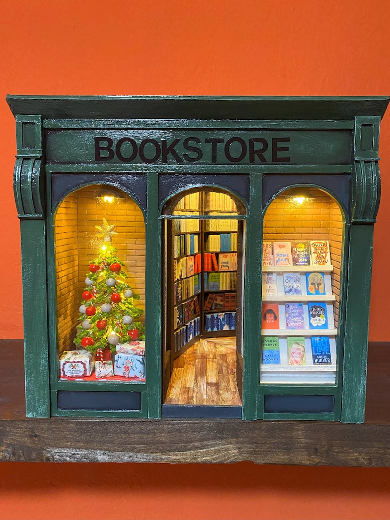 Book Nook Miniature Book Shop Birthday Gift Christmas Diorama Home Decoration Holiday Gift Shelf ...