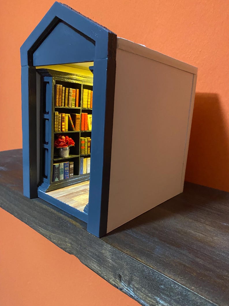Handmade Library Book Nook Diorama With LED Lights | Miniature ...