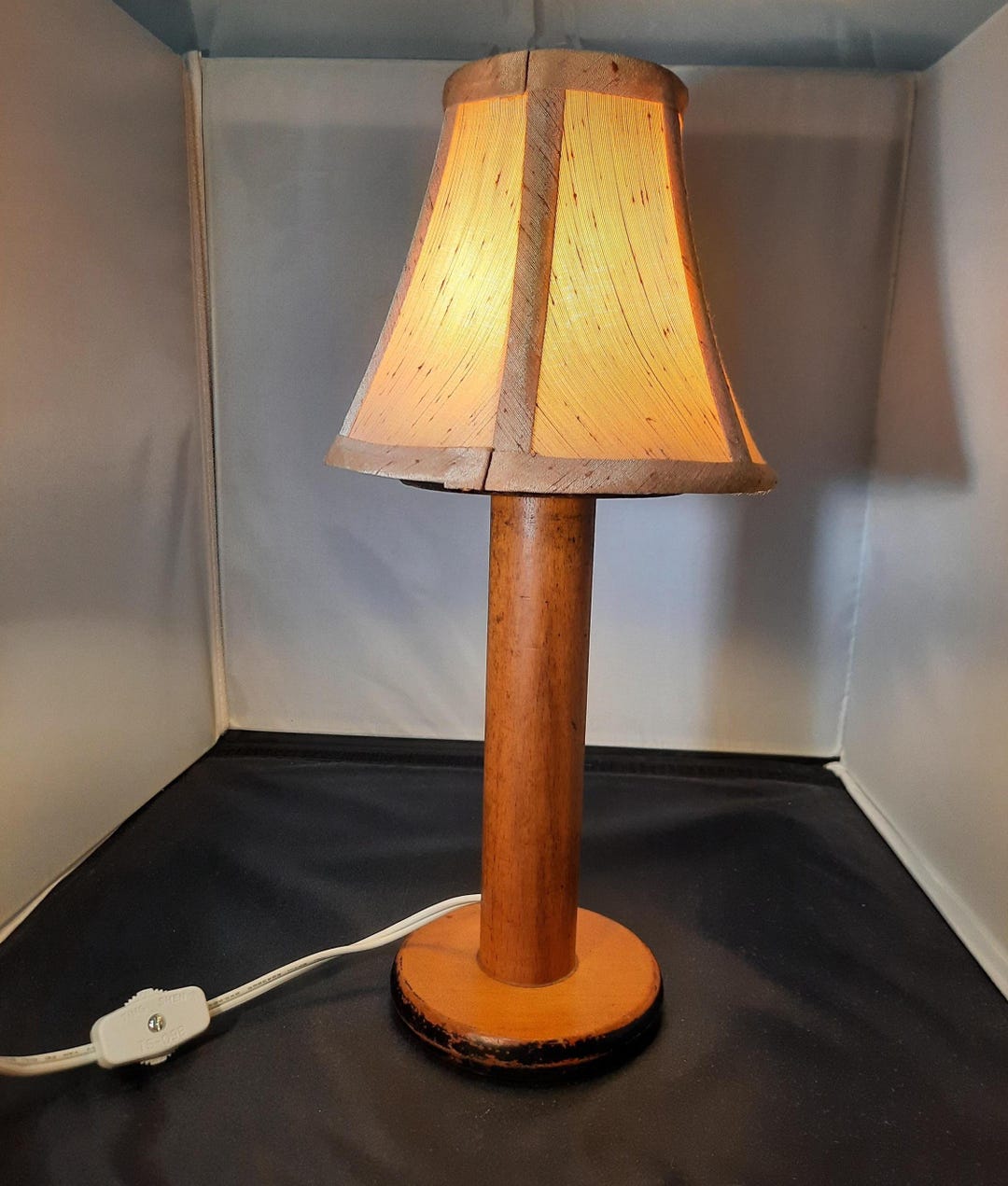Antique Hardwood Industrial Spool Bobbin Lamp - Etsy