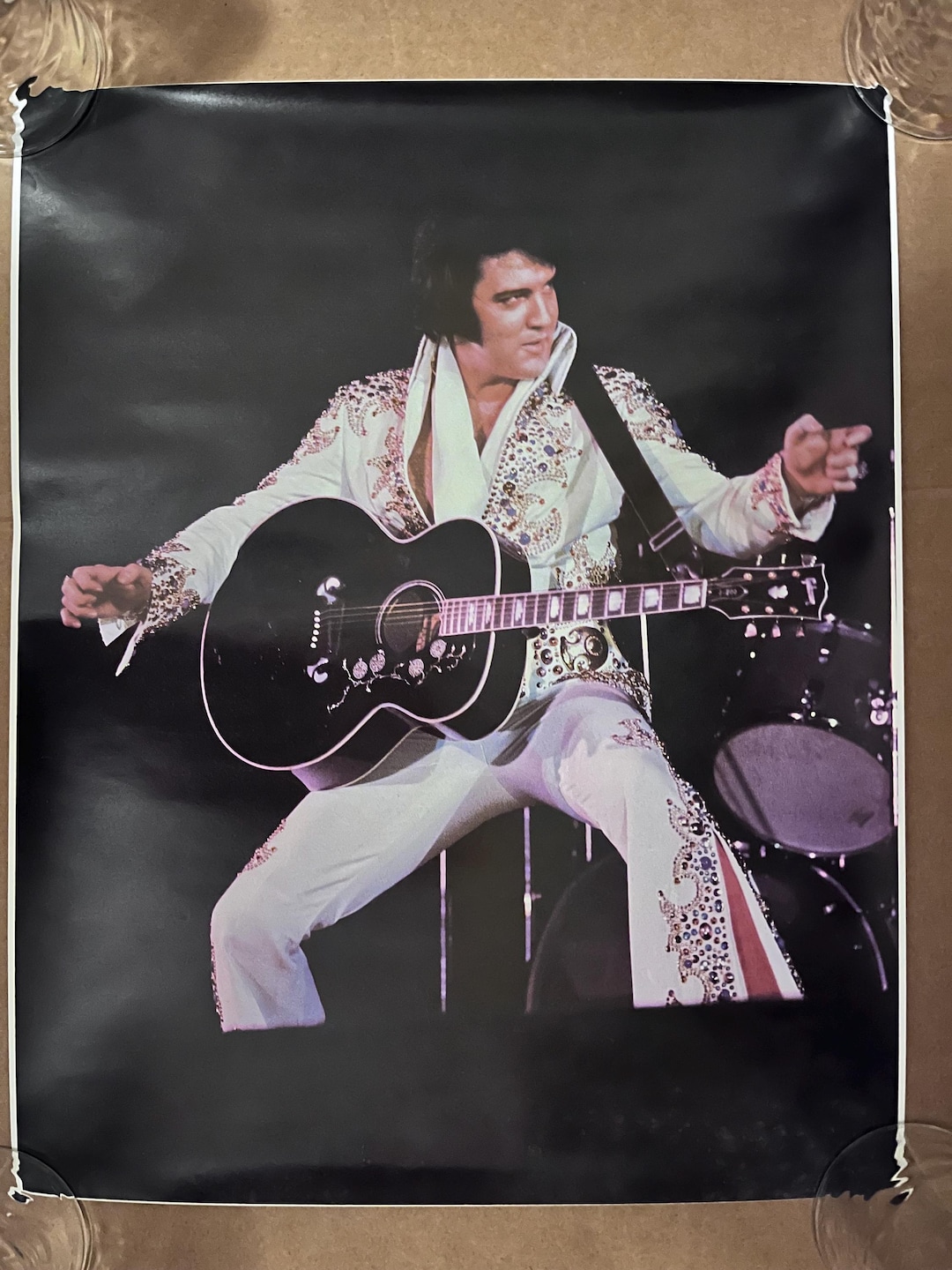 Elvis Presley Vintage Poster on Stage Hawaii Las Vegas 1970s Guiyar Lai ...