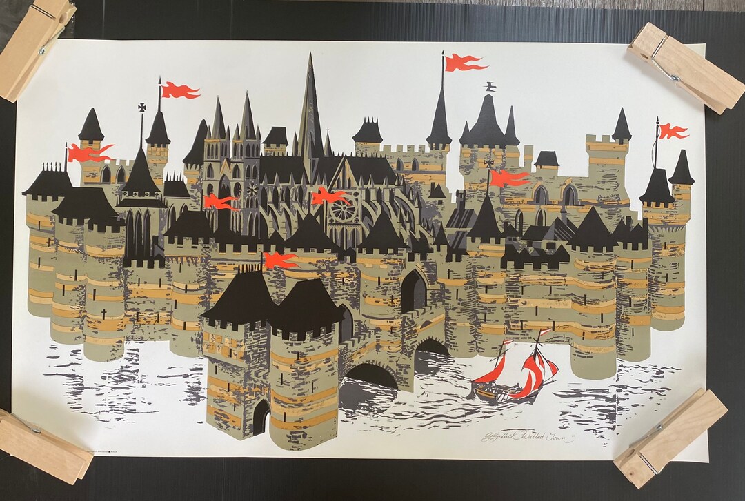 Walled Town G Gillick Original Vintage 1970’s Poster - Etsy