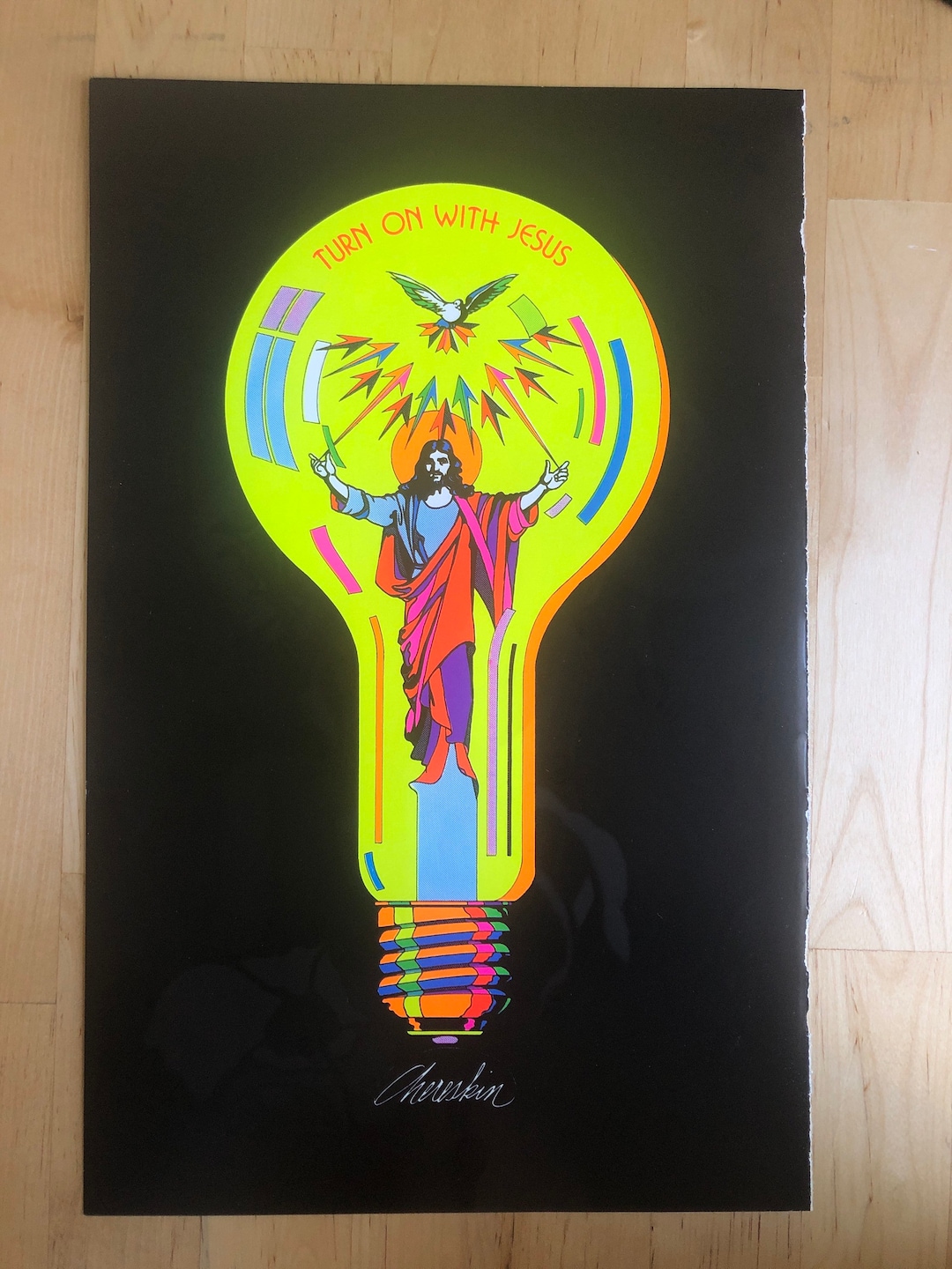 Turn on With Jesus Blacklight Poster Love Pin-up Print Double Sided ...