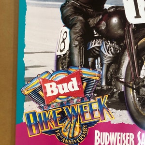Budweiser Daytona Bike Week Poster Vintage Original Motorcycle Harley ...