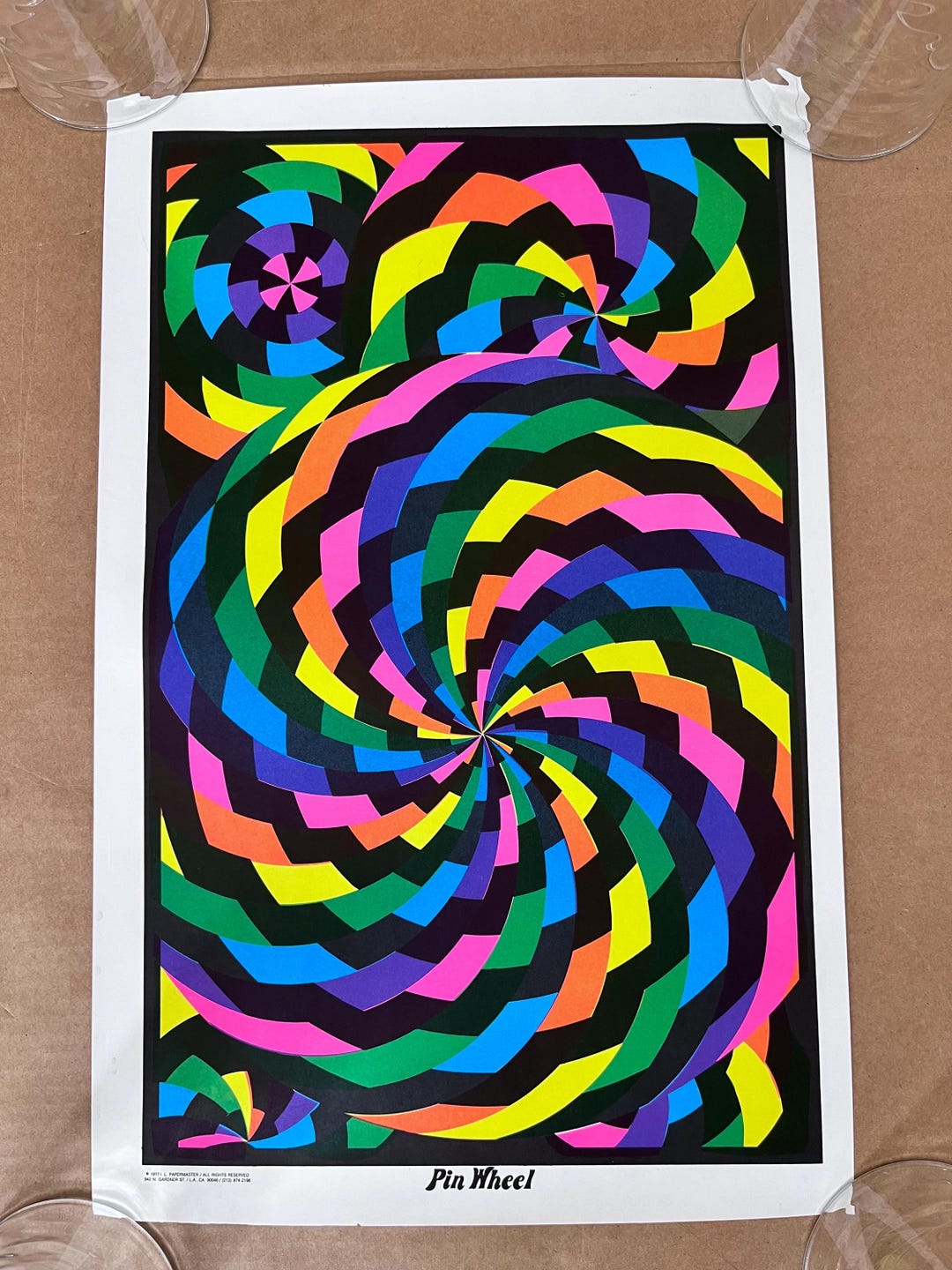 Pinwheel Vintage Blacklight Poster Psychedelic Shapes Lines 1970s ...